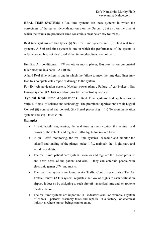 Unit I Rtos And Concepts Doc Operating Systems Computer Software And Applications