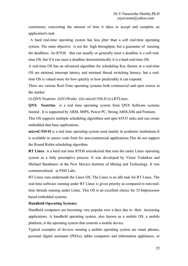 Unit I Rtos And Concepts Doc Operating Systems Computer Software And Applications