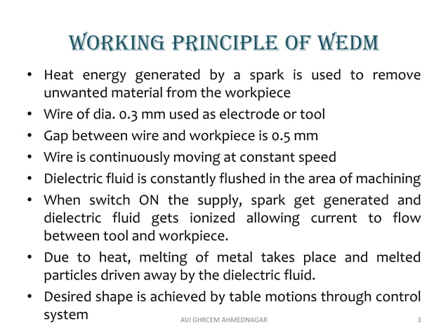 Wire Electric Discharge Machining Process | PPT