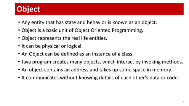 Core Java Unit No 1 Object And Class Ppt Ppt