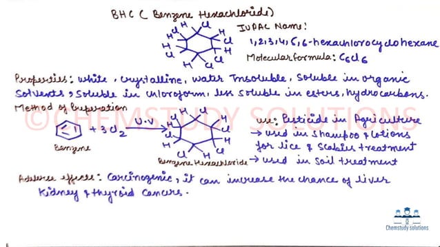 Unit 1- Structure & Use of DDT,Saccharin,BHC & Chloramine | PPTX