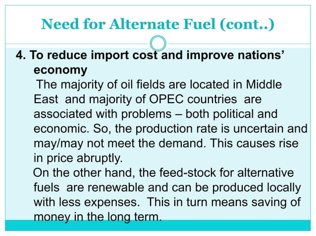 Alternative Fuels | PPTX | Power and Energy Industry | Industries