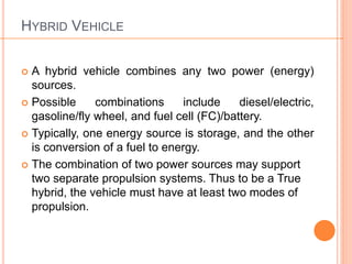 Alternate energy Sources For VEHICLES | PPTX