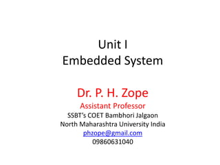 Unit-I Basic Embedded System Notes | PPT