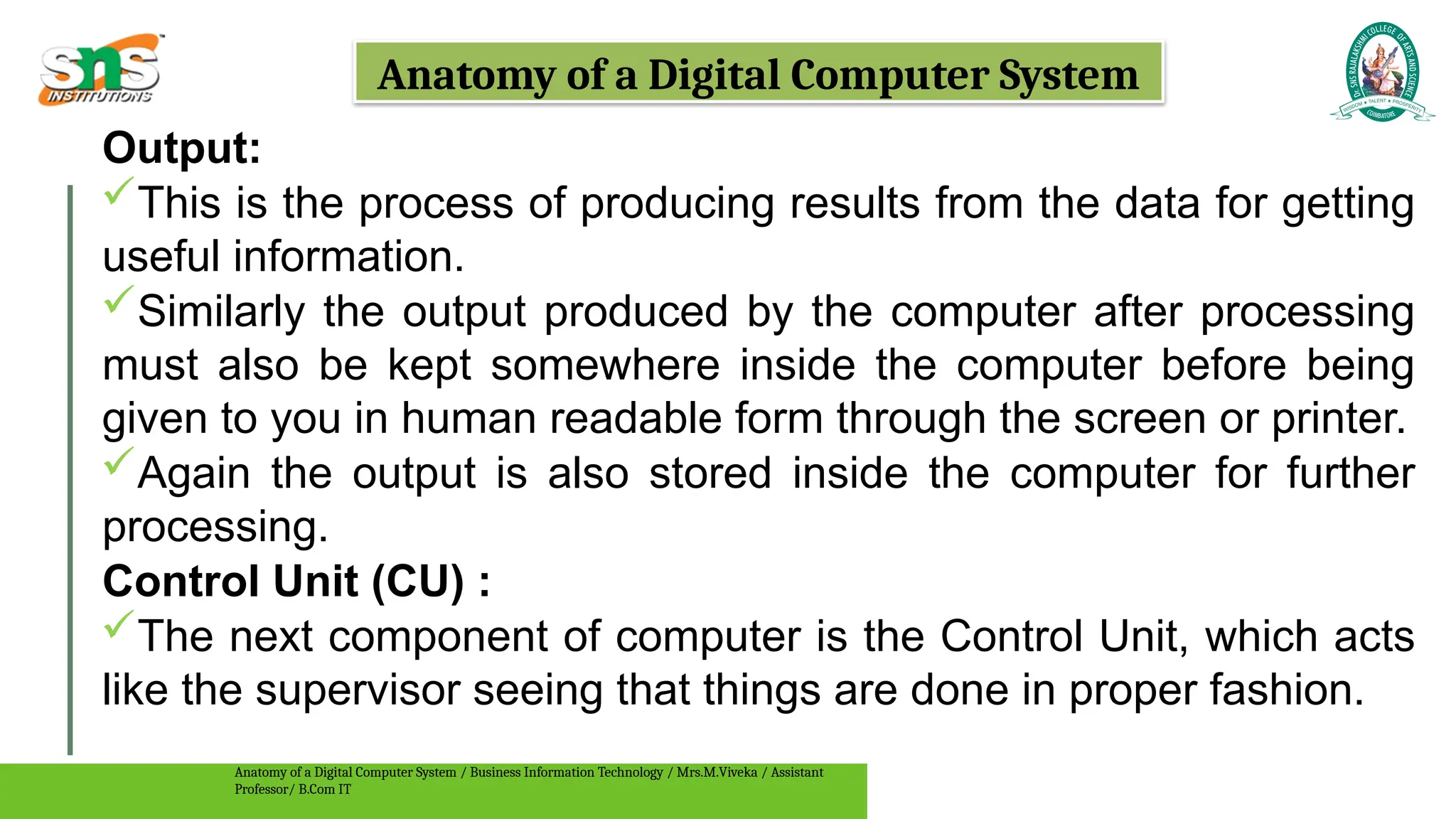 Anatomy of a Digital computer system and basics | PPTX