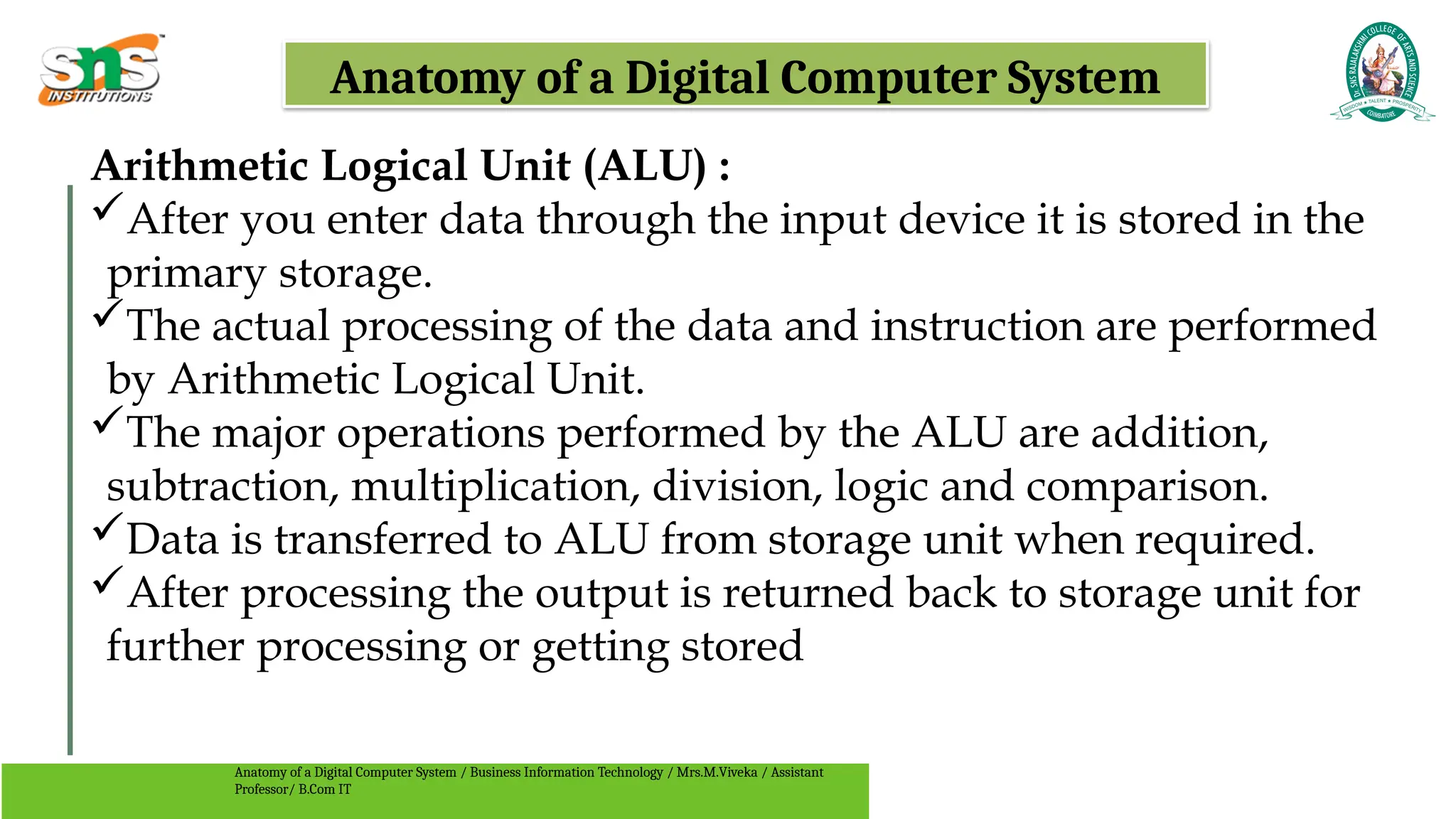 Anatomy of a Digital computer system and basics | PPT