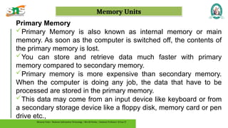 Memory units of a computer in a adetailed way | PPTX
