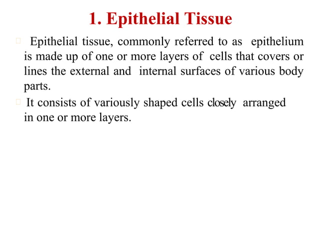 Unit-I, Chapter-3 Tissue level of organization. | PPTX