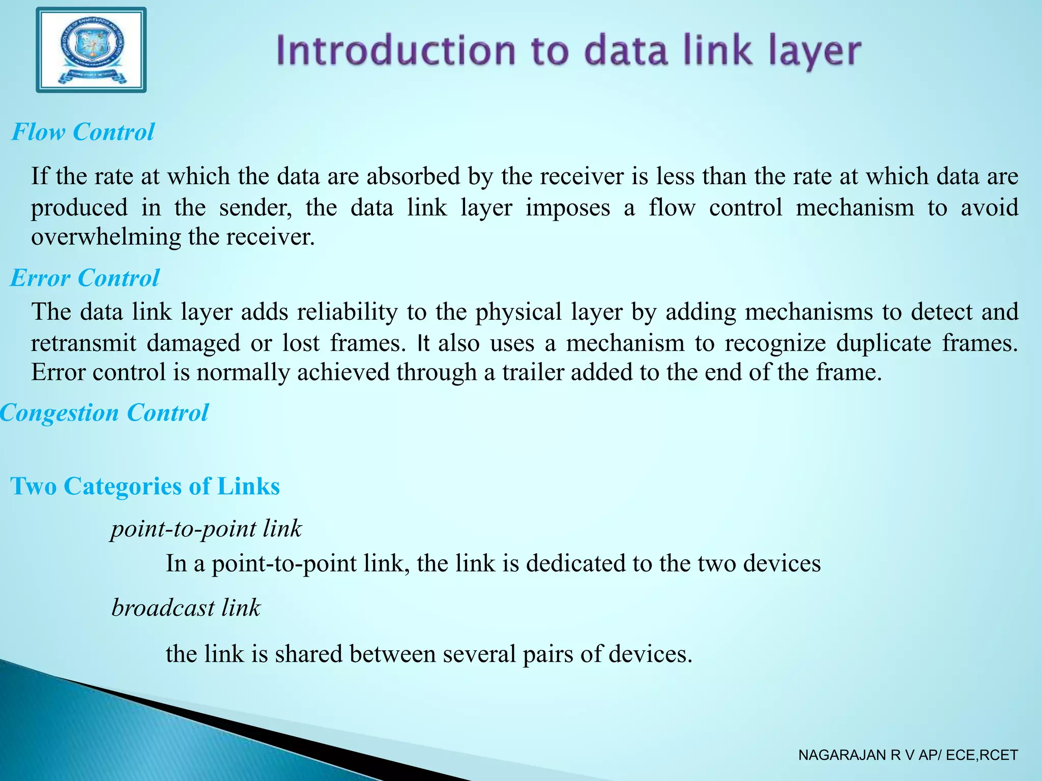 UNIT-I Data link layer.pptx | Computer Networking | Computing