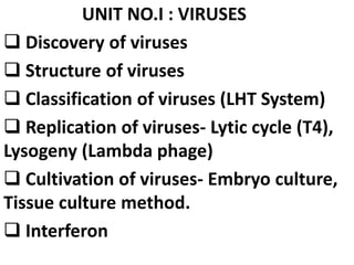 Unit i discovery of viruses ppt | PPTX