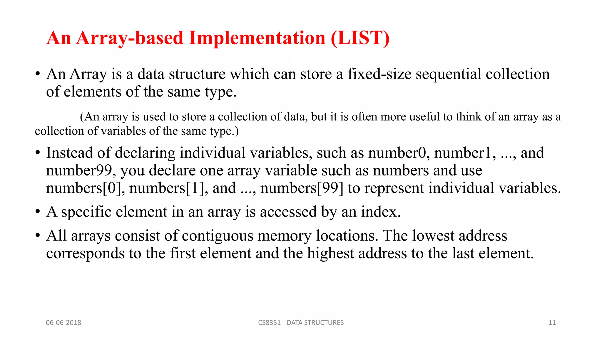 Data Structures (CS8391) | PPT