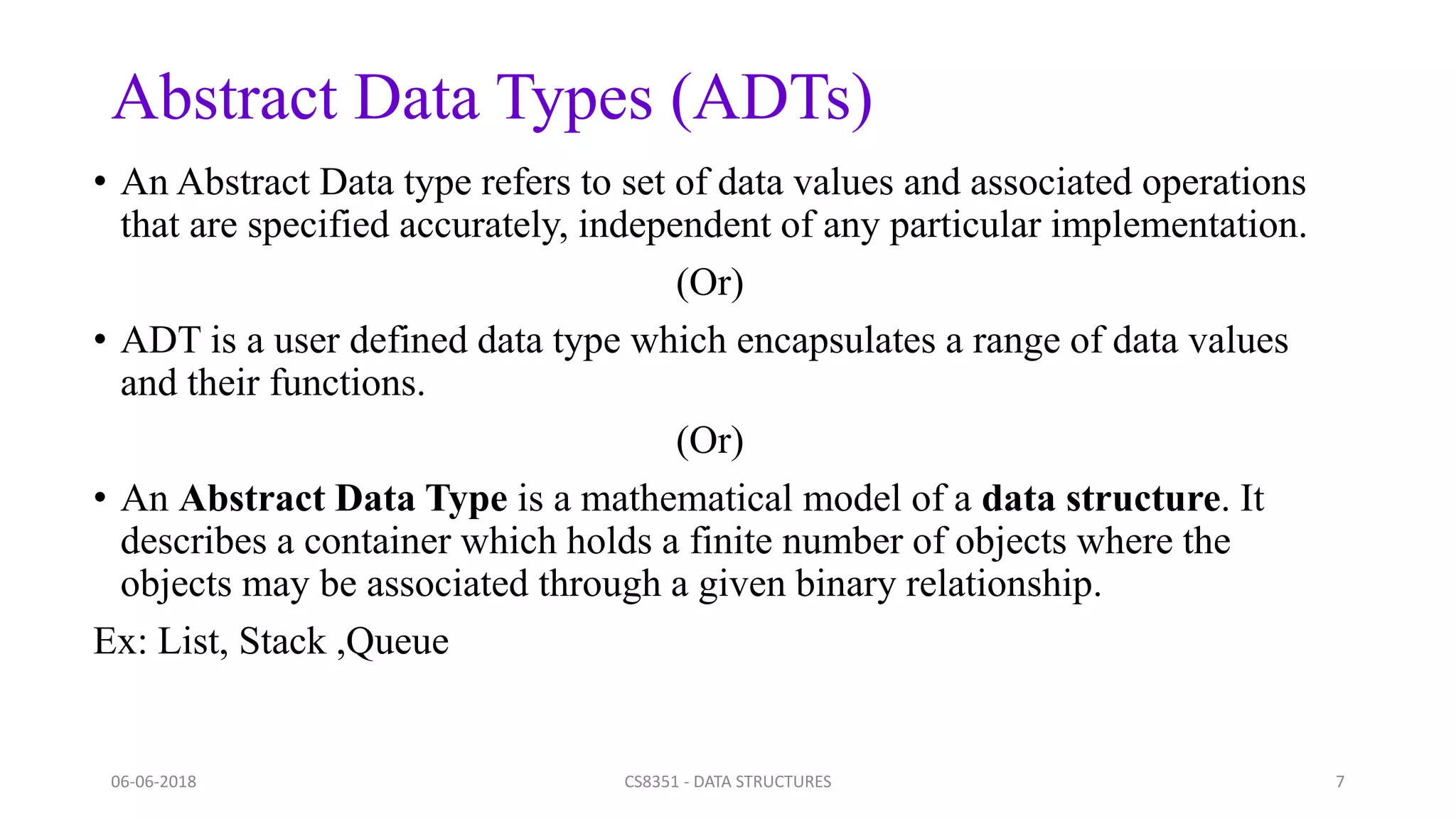 Data Structures (CS8391) | PPTX