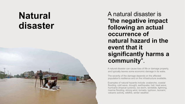 UNIT – I: Natural Disasters, Complex Humanitarian Emergencies & Climate ...