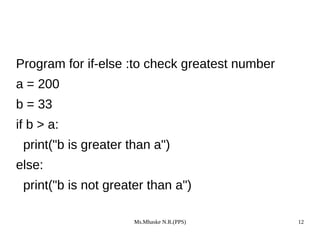 basic of desicion control statement in python | PDF