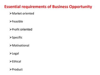 UNIT-II-Business opportunity Identification and Preliminary Project ...