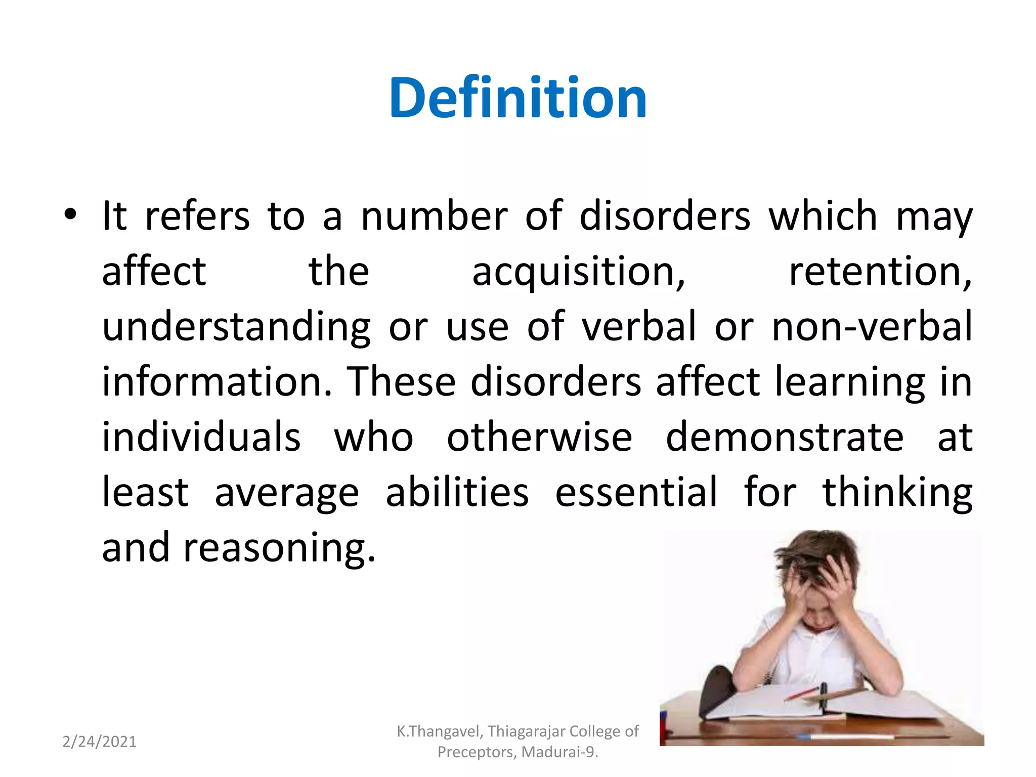 UNDERSTANDING THE LEARNING DISABILITY | PPTX