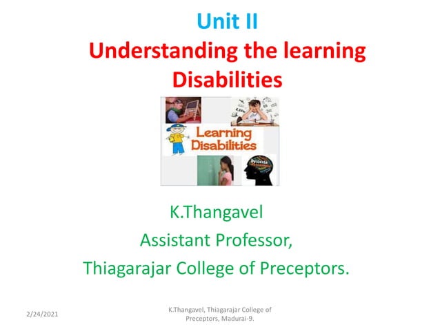 UNDERSTANDING THE LEARNING DISABILITY | PPT