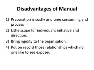 Unit ii - manuals, organisation, motivation | PPTX