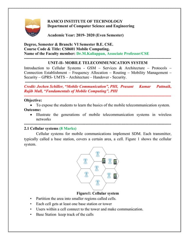 Unit II -Mobile telecommunication systems | PDF Unit II -Mobile telecommunication systems | PDF