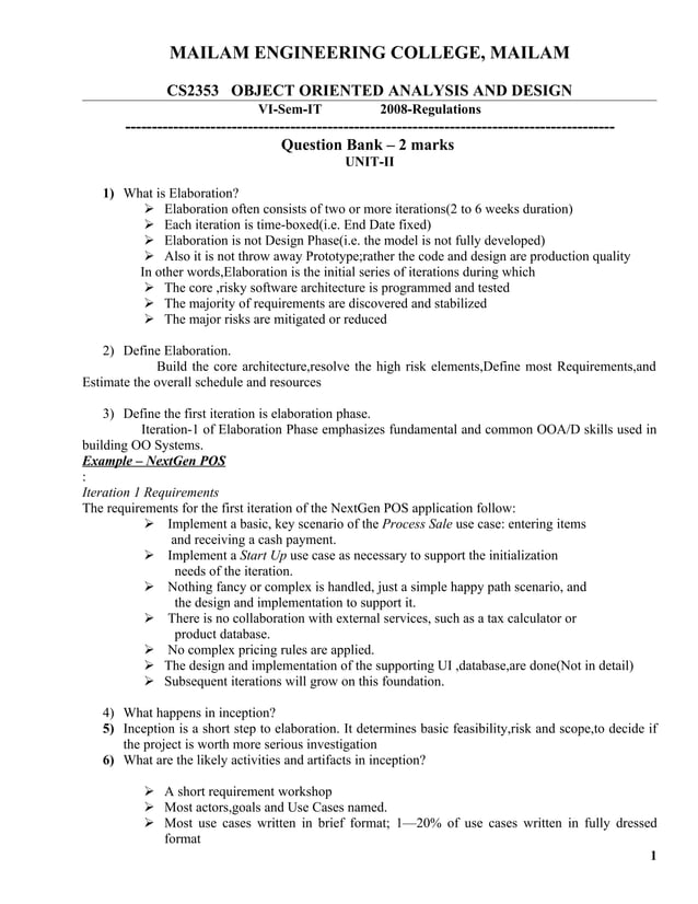 Unit ii-ooad-notes-revision-1 | PDF