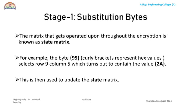 Unit-II AES Algorithm which is used machine learning | PPT