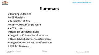 Unit-II AES Algorithm which is used machine learning | PPTX