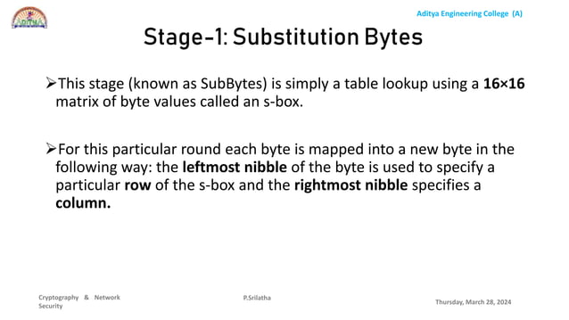 Unit-II AES Algorithm which is used machine learning | PPT