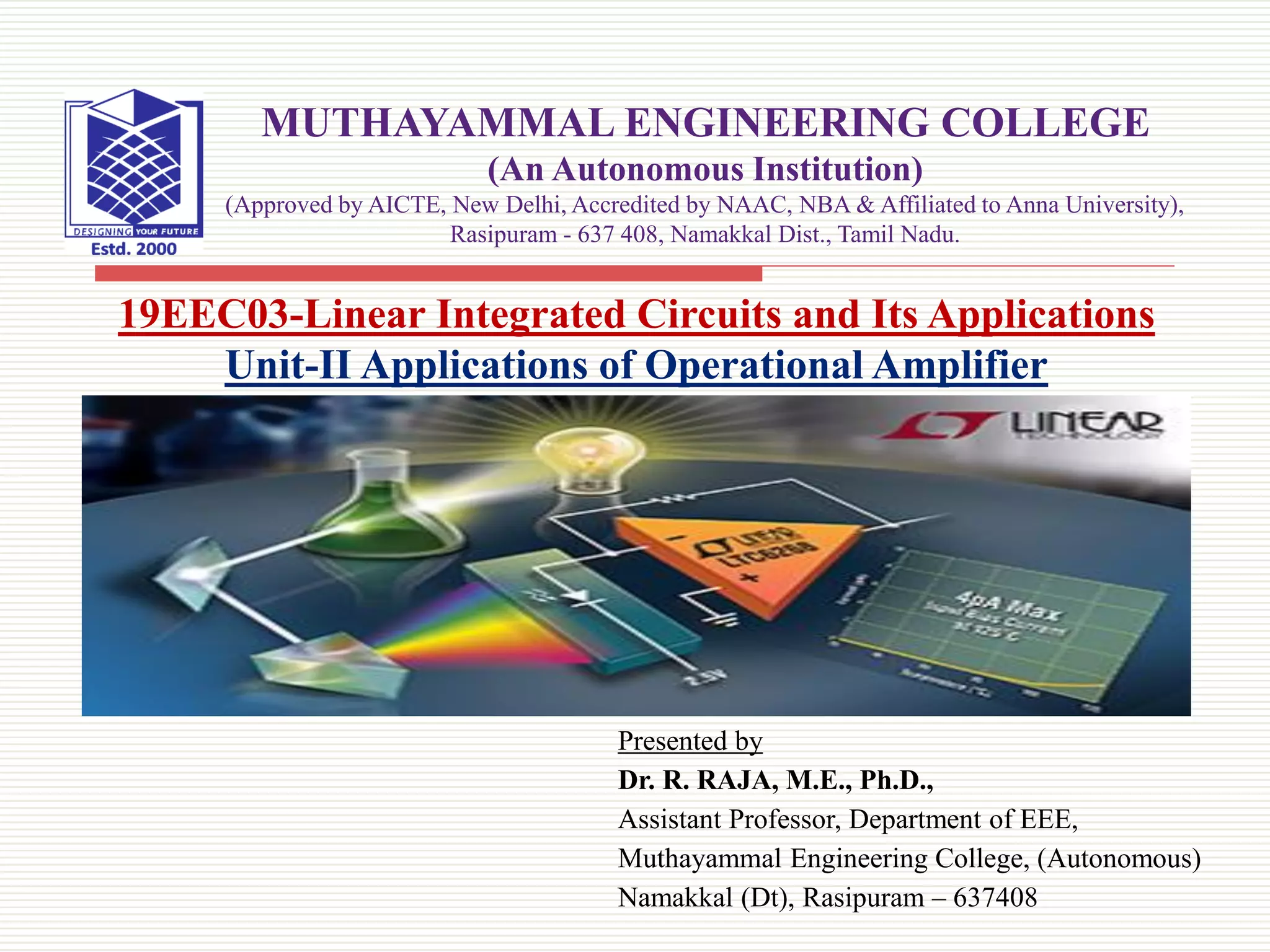 Unit-II Applications of Operational Amplifier | PPT