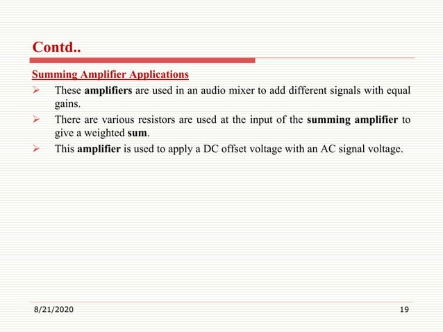 Unit-II Applications of Operational Amplifier | PPT