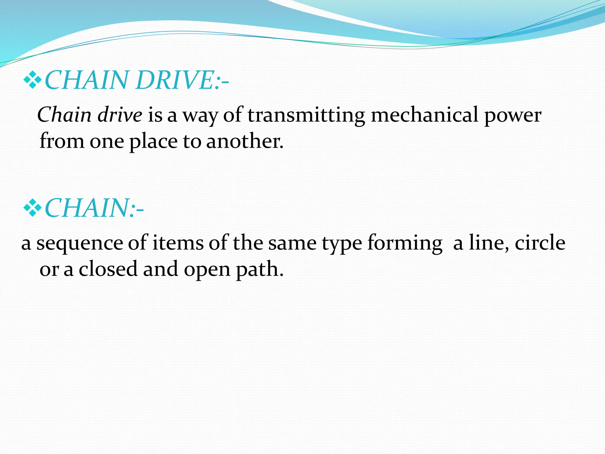 Unit-II chain drives transmission mechanics of machine | PPTX