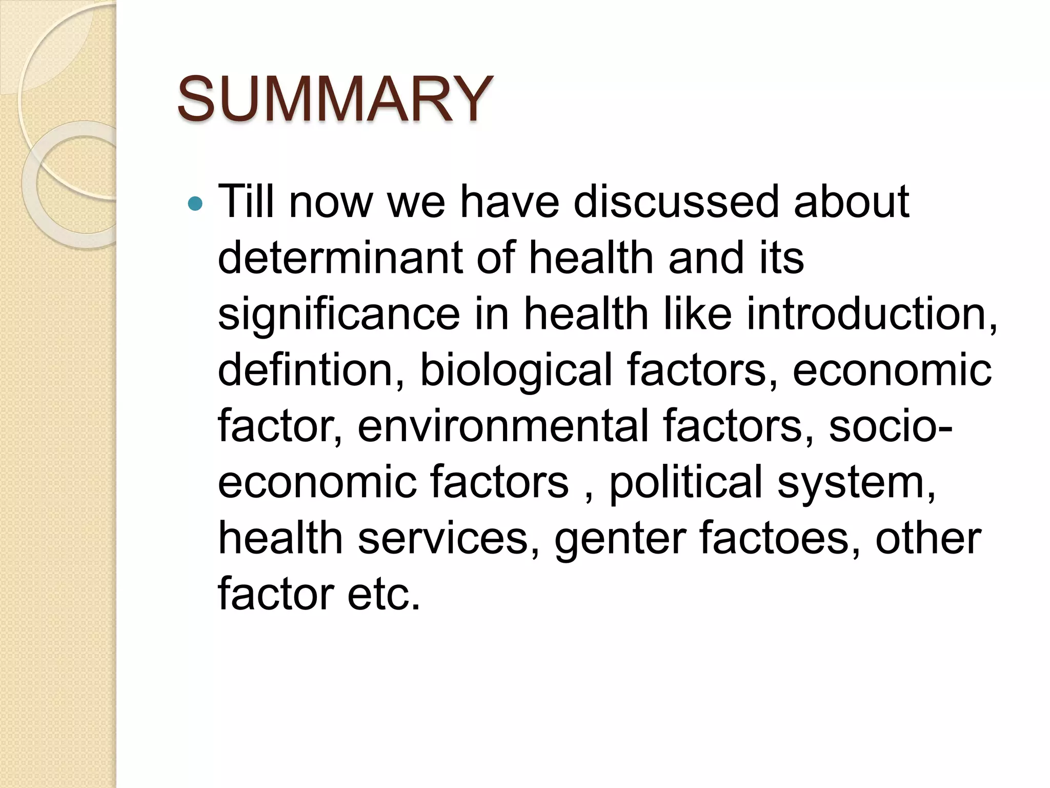 UNIT-II DETERMINANT OF HEALTH B.SC II YEAR.pptx | Science