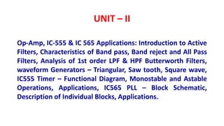 LINEAR INTEGRATED CIRCUITS UNIT 2 FILTERS AND DESIGN | PPTX