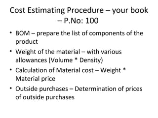 Process Planning & Cost Estimation | PPT