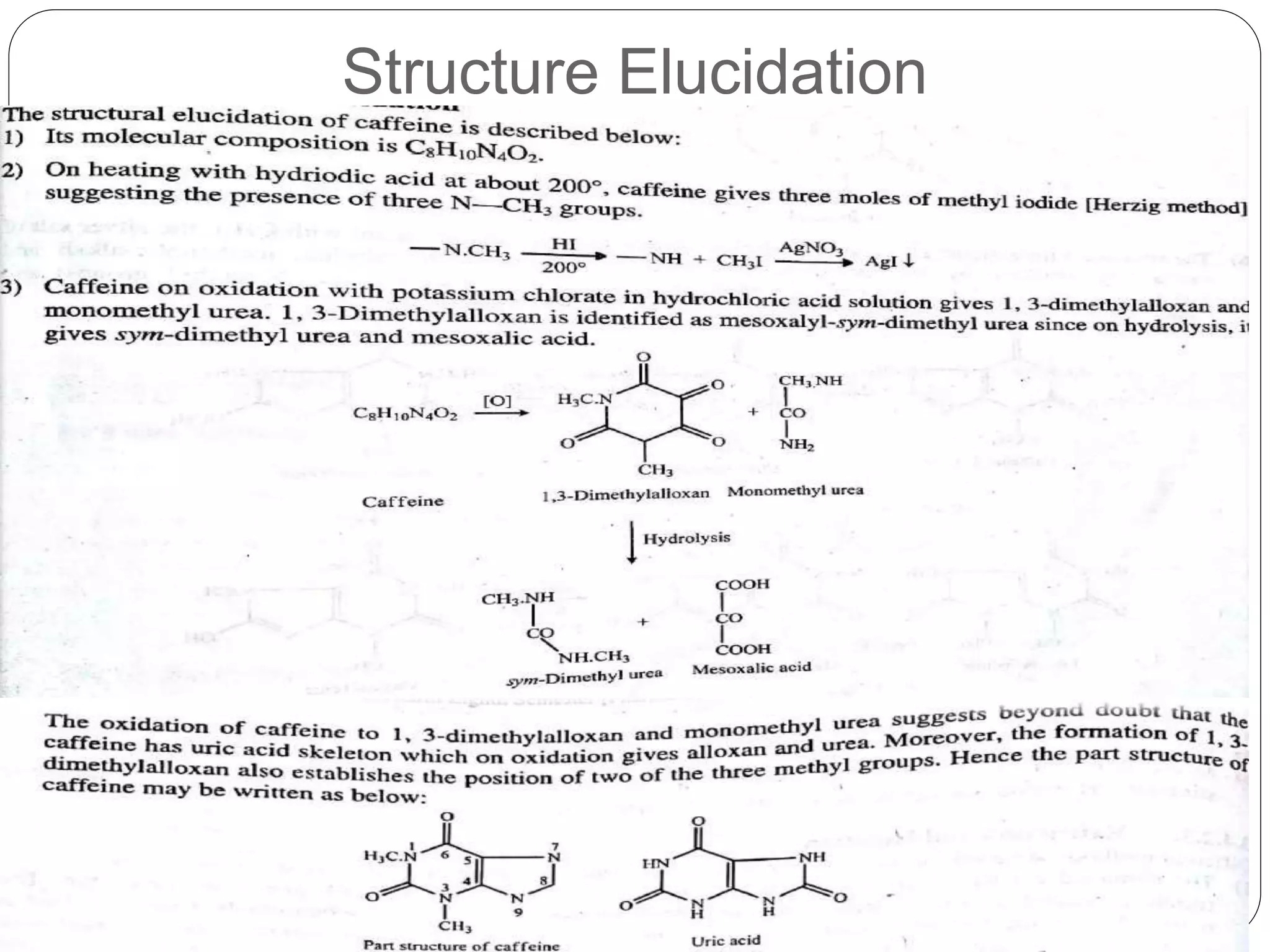 Structural elucidation and isolation of glycoside, purine and ...