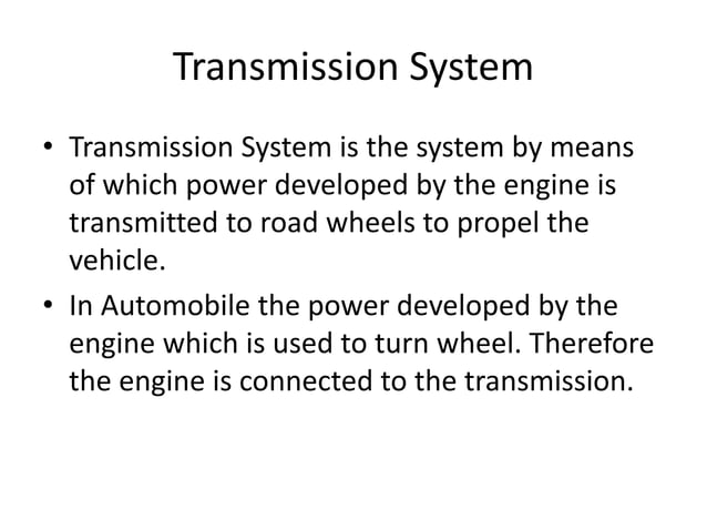 Transmission system of Automobiles | PPTX | Off-Road Vehicles | Auto ...