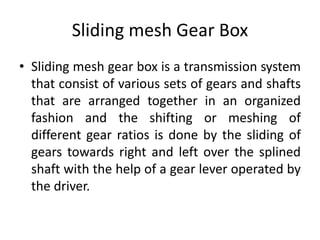 Transmission system of Automobiles | PPTX