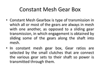 Transmission system of Automobiles | PPTX