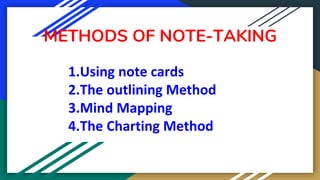 Research methedology-Methods of Taking Notes | PPT
