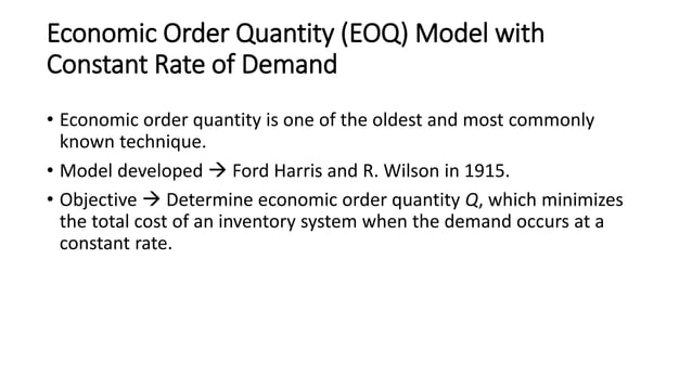 Unit III - Inventory Problems | PPTX
