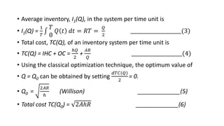 Unit III - Inventory Problems | PPTX