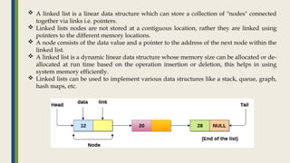 Linked list, Singly link list and its operations | PPT