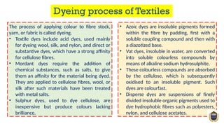 Dyeing Process of Textile for Dyes and Pigments | PPT