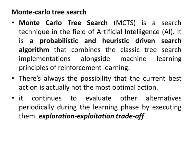 GAME THEORY AND MONTE CARLO SEARCH SPACE TREE | PPT