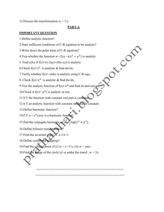 Unit iii analytic functions | PDF