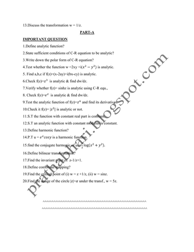 Unit iii analytic functions | PDF