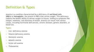 Unit-III, Human Anatomy & Physiology-I, Anemia-definition, types ...