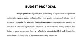 UNIT-III BUDGETING concepts, principles, types Budget proposal, cost ...