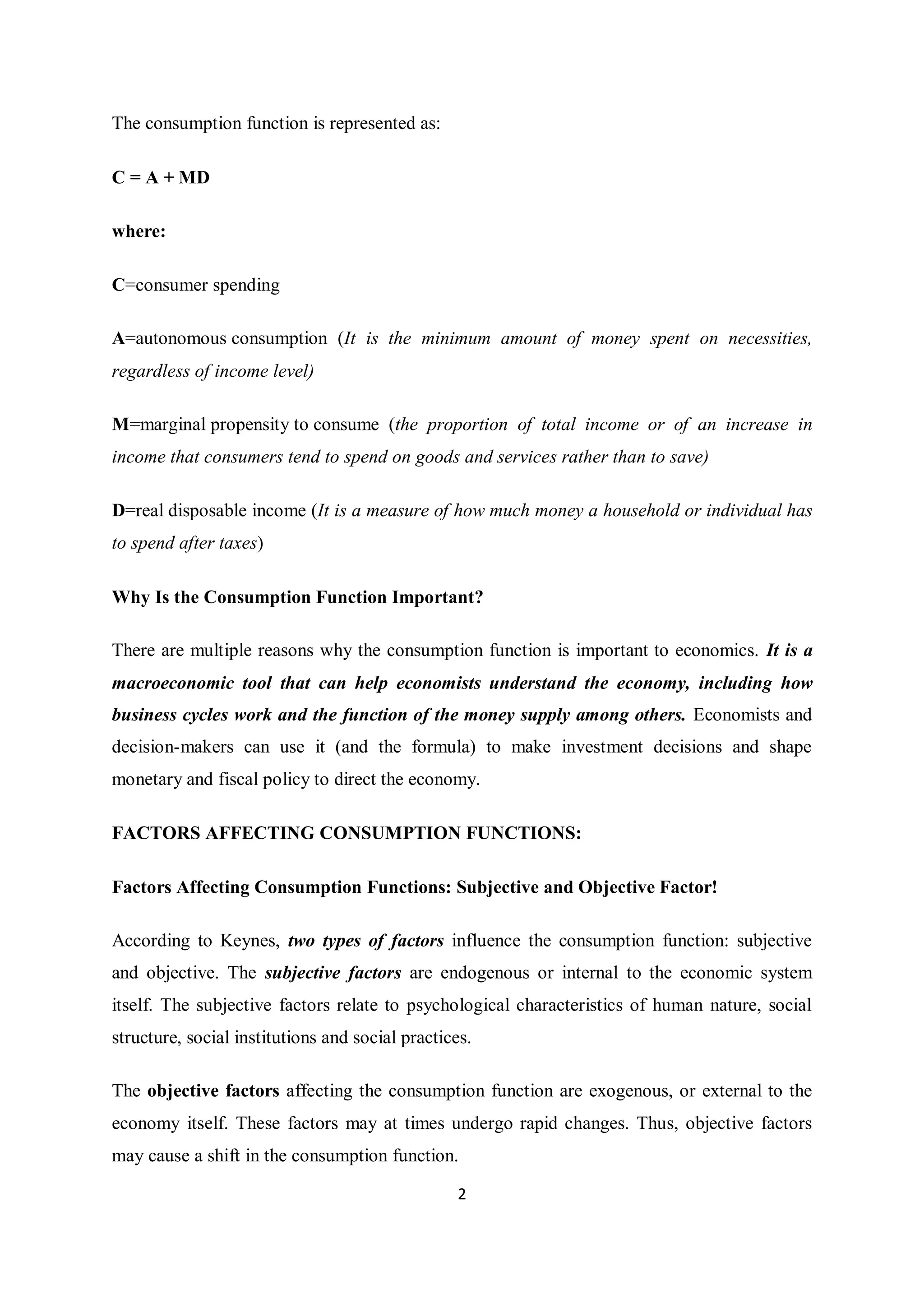 Consumption Function: Keynes Psychological Law of Consumption Function ...