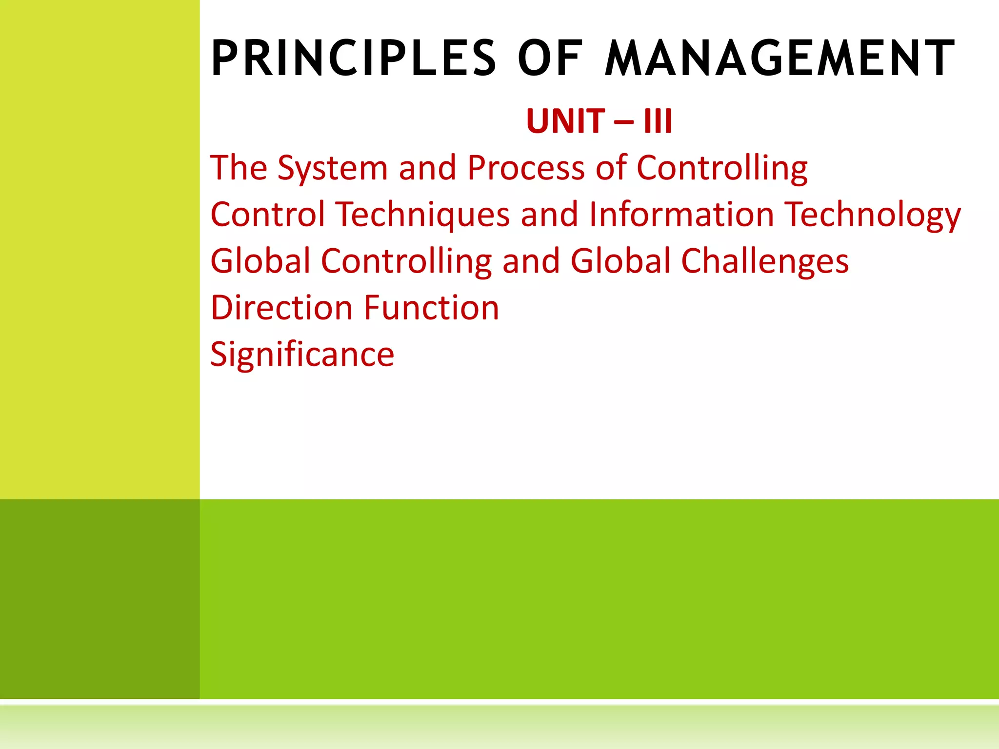 Unit-III Controlling | PPTX