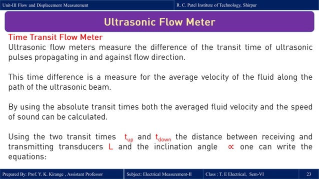 Unit iii introduction to flow & displacement measurement | PDF
